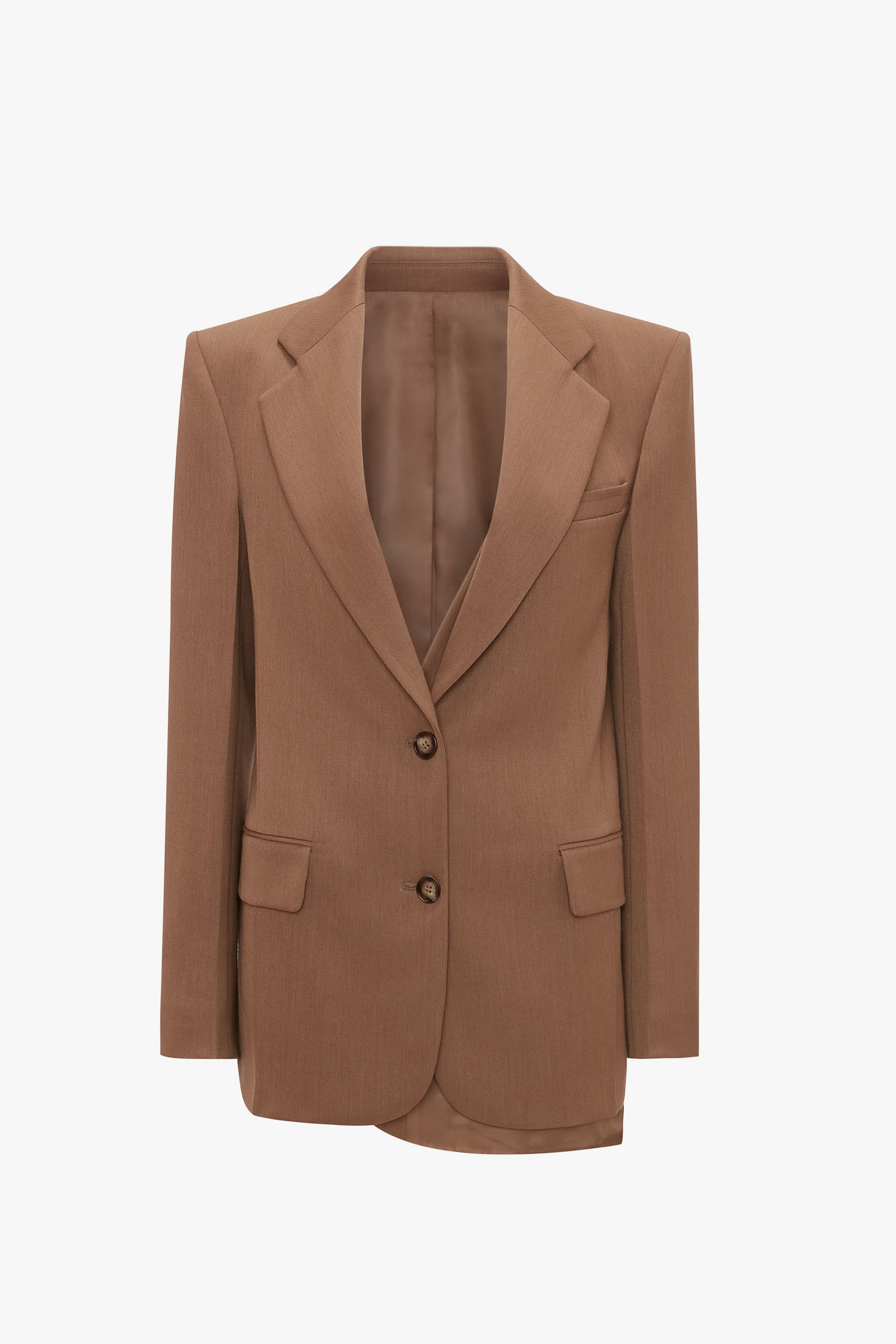 Asymmetric Double Layer Jacket In Fawn | Victoria Beckham – Victoria ...